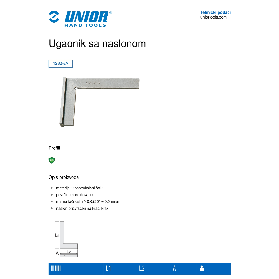 UGAONIK BRAVAR SN250 U1262/5A - UNIOR | Ecomex DOO Čačak