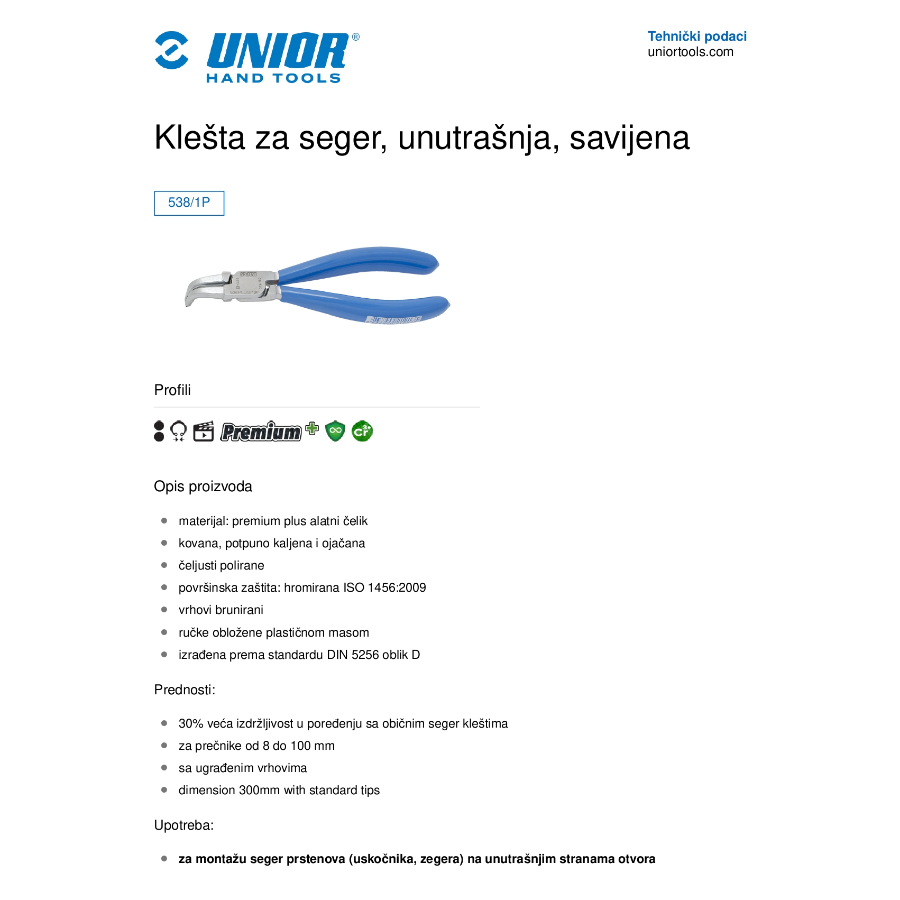UNIOR KLEŠTA ZEGER 140 8-13U538PLUS/1DP - UNIOR | Ecomex DOO Čačak